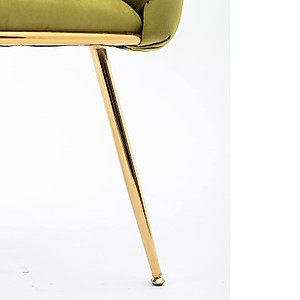Warmiehomy Velvet Dining Chair Accent Chair for Living Room Single Sofa Chair with Gold Legs Tufted Back Armchair Arm Chair for Bedroom Vanity Dining Room Chair,Olive Green