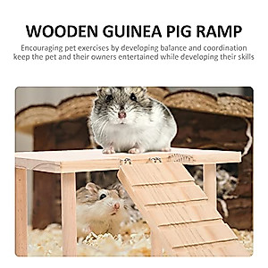 LUOZZY Decorative Chinchilla Toy Hamster Platform Wooden Guinea Pig Ramp (Small)