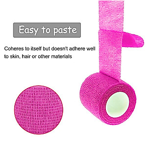 VideoPUP Tattoo Grip Cover Wrap,40PCS Disposable Cohesive Tattoo Grip Cover Elastic Bandage for Tattoo Machine Tattoo Grip Accessories(Phosphor Pink)