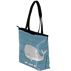 Tote Bag Women Satchel Bag Handbag Stylish Tote Handbag for Women Hobo Bag Fashion Crossbody Bag, Cartoon Sea Animal Whale Anchor