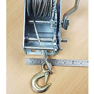 2000LB H.D. Hand Winch Dual Gear Steel Cable ATV Towing Trailer Boat (1)