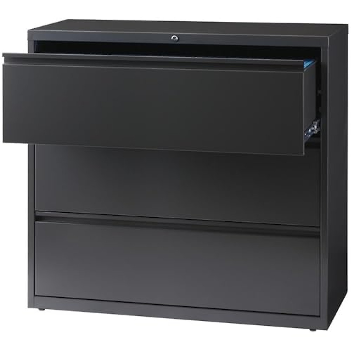 Hirsh 42-in Wide HL8000 Series Metal 3 Drawer Lateral File Cabinet Black