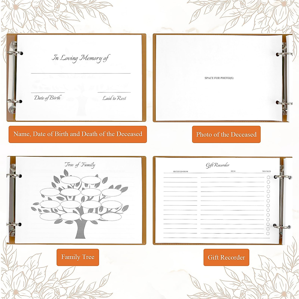 Funeral Guest Book for Memorial Service, Black Leather Celebration of Life Guest Book with Pen, 120 Pages Loose-leaf In Loving Memory Funeral Registry Sign in Book for Mourning Honoring Loved Ones