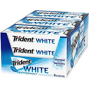 Trident White Peppermint Sugar Free Gum, 16 Count (Pack of 9)