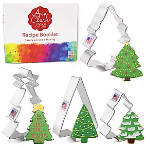 Christmas and Holiday Tree Cookie Cutters 4-Pc Set, Made in USA by Ann Clark