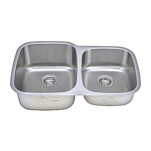 Wells CMU3221-97-16 Craftsmen Series Stainless Steel Kitchen Sink, 32" 60/40, Brushed Matte Finish