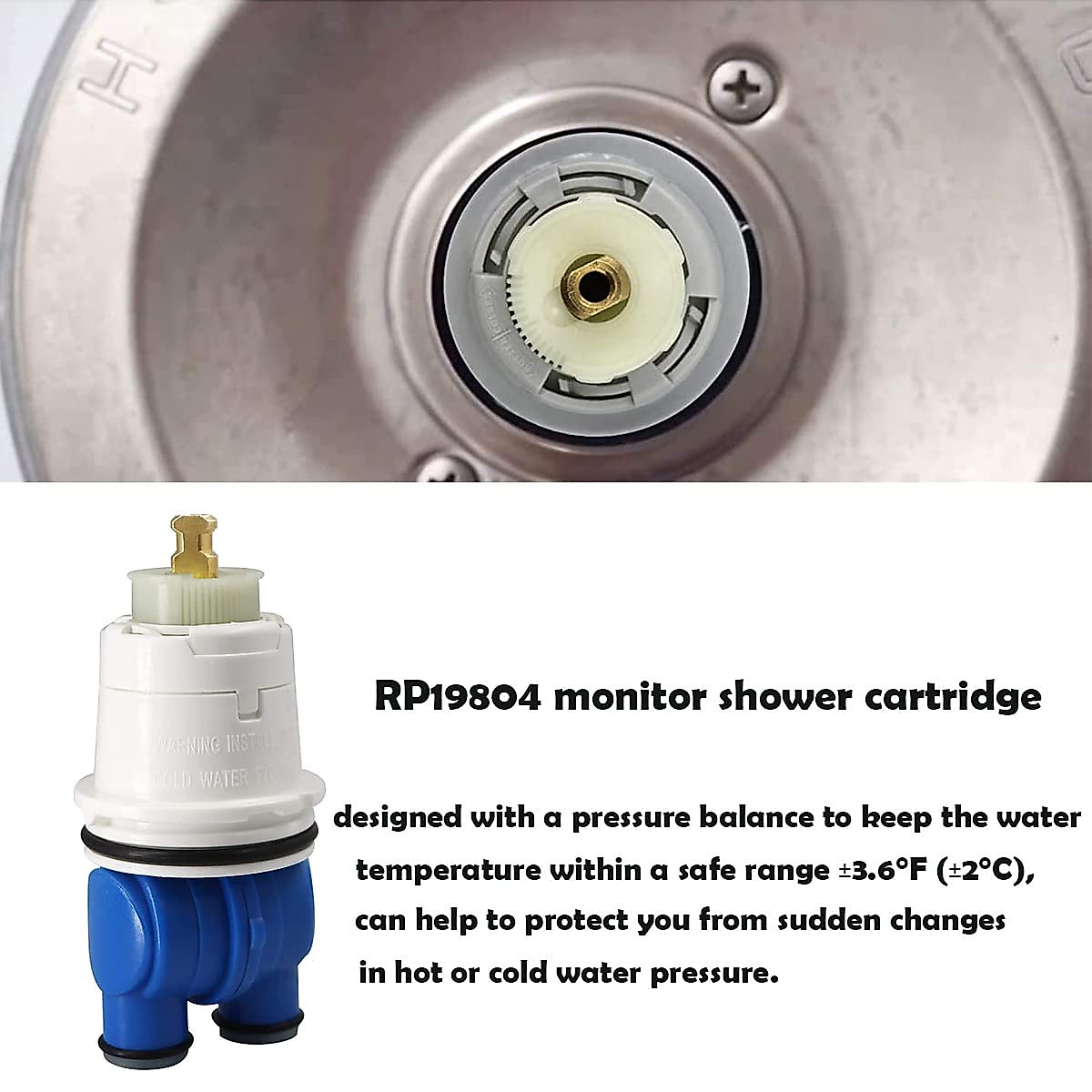 RP19804 Shower Cartridge Assembly Compatible with Delta Faucet 1300/1400 Series Tub and Shower Valves, Replacement Pressure Balance Cartridge For Delta Select Monitor Valves (1993-2007)