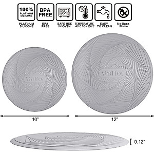Silicone Microwave Mats, Walfos Heat Resistant Multi-Purpose Microwave Trivet Mat, Non-Slip, BPA Free and Dishwasher Safe, Perfect for Microwave, Oven, Hot Pan, Set of 2, Grey