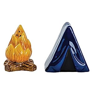Boston Warehouse Tent and Campfire Salt & Pepper Shakers, 2 Piece Set, Ceramic