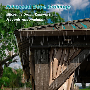 Domi 12' x 18' Hardtop Gazebo Permanent Metal Gazebo with Galvanized Steel Double Roof, Curtains and Netting for Party, Wedding, Outdoor Dining, Patio, Backyard, Brown