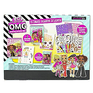 L.O.L. Surprise! O.M.G. Ultimate Fashion Designer by Horizon Group USA, Color & Create Outfits & Make-Up Looks for The O.M.G. Sisters, Includes 2 Sketchbooks, 5 Surprises, Stickers, Stencils & More