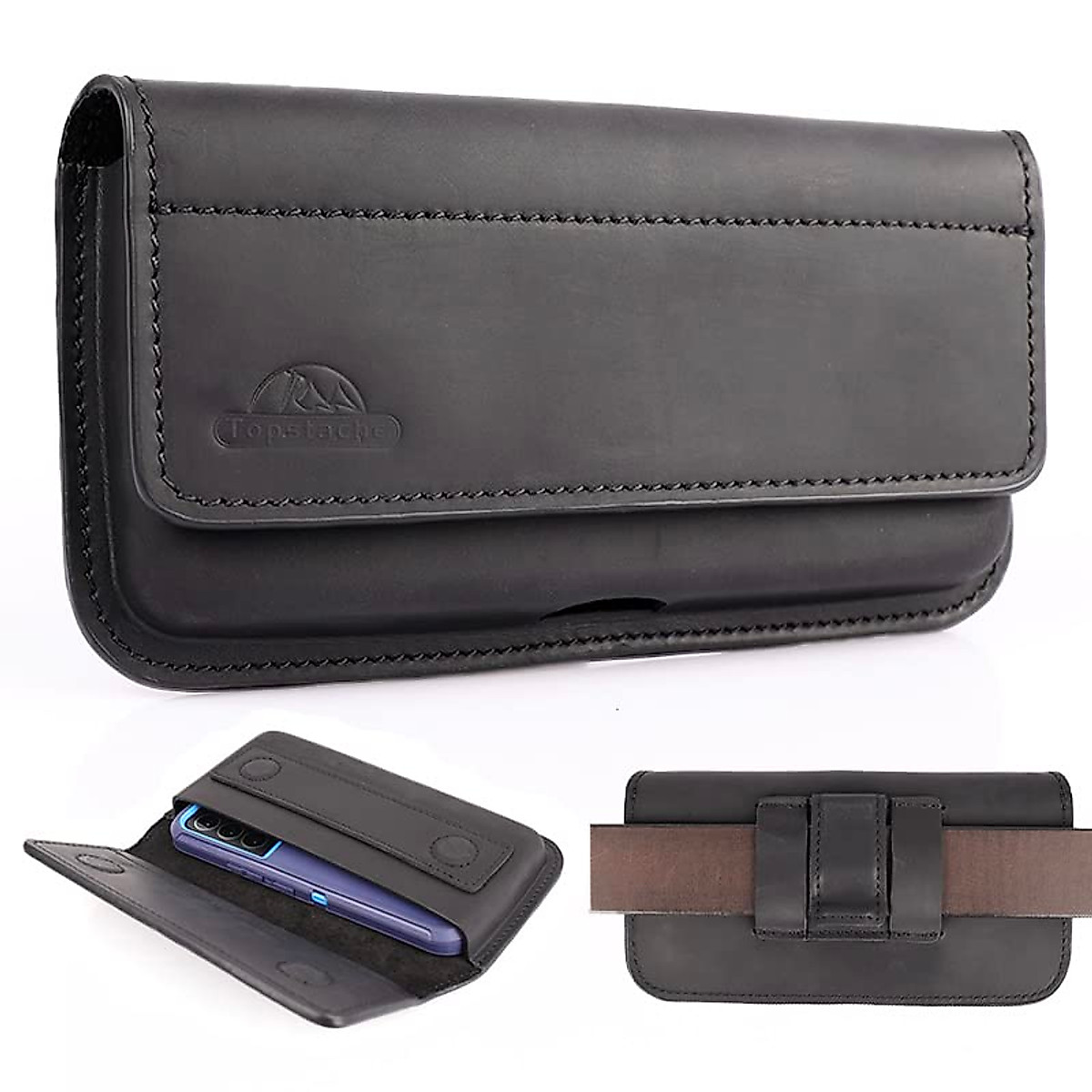 Topstache X-Large Leather Phone Holster,Flip Cell Phone Case with Belt Clip for S23 Ultra S23 Plus,Leather Case for iPhone 14 Pro Max,Universal Smartphone Leather Sheath for Phone with Protective Case