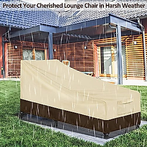 Wanocean Chaise Lounge Cover Outdoor Waterproof, Lounge Chair Cover for Patio Furniture Heavy Duty, UV & Fade Resistant, All Weather Protection