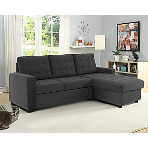 Serta Dreamlift Bakersfield Sectional Sofa Bed, Steel Grey