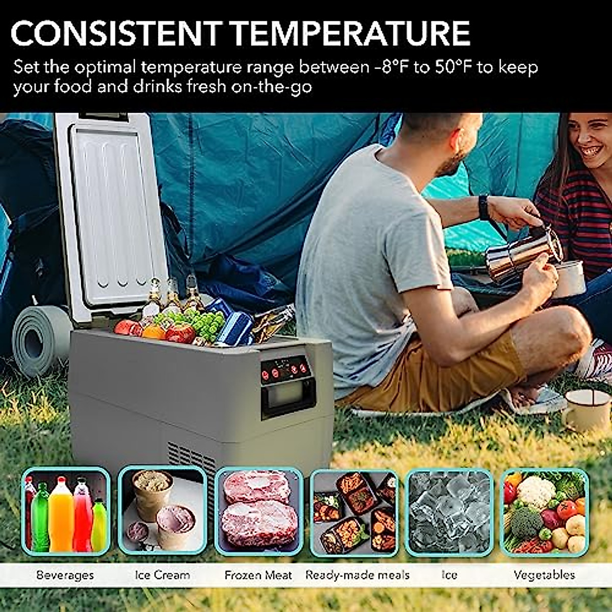 Whynter FMC-350XP 34 Quart Compact Portable Refrigerator, AC 115V/ DC 12V Real Freezer for Car, Home, Camping, RV-8°F to 50°F, One Size, Gray