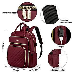 LOVEVOOK Laptop Backpack for Women, Water Resistant Travel Work Backpacks Purse Stylish Business Teacher Nurse Computer Bag with USB Charging Port, Fits 15.6" Laptop