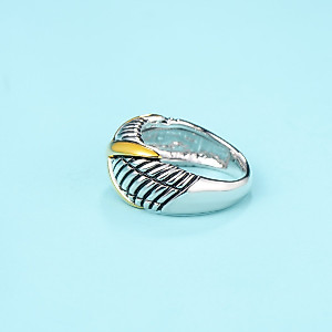 UNY Women Jewelry Criss Cross Designer Inspired Fashion Femme Vintage Love Christmas Valentine Gift Ring (Size 8)