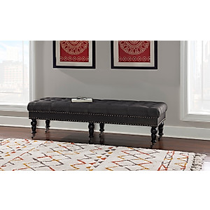 Linon Isabelle Bed Bench, 62-Inch, Black Finish
