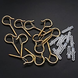 mankk 12 PCS Q-Hanger Hooks, Light Screw Hooks Safety Buckle Design with Wing Nut Driver for Hanging Outdoor String Lights Christmas Light ,Ceiling,Hanging Plants(Gold) M-083-GD