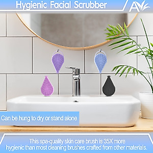 Avilana Silicone Face Scrubber- Dual Sided Manual Facial Cleansing Brush -Face Scrubber and Exfoliator- Deep Cleansing for All Skin Type (Lavender)
