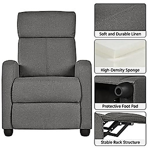 Yaheetech 2-Seat Fabric Pushback Recliner Chair Living Room Chair with Thick Seat Cushion and Backrest Reclining Chair for Living Room Grey
