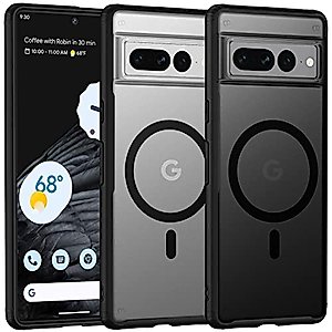 TIANNIUKE Magnetic Case Translucent Matte Anti-Fingerprint,Compatible with MagSafe,Slim Fit Shockproof Protective Phone Case for Pixel 7 Pro (2022) (Black)