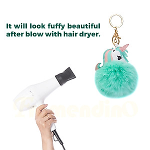 Framendino, 6 Pack Animal Pom Pom Keychain Cute Faux Fur Fluffy Fuzzy Keychain Ball for Girls Women Bag Accessories