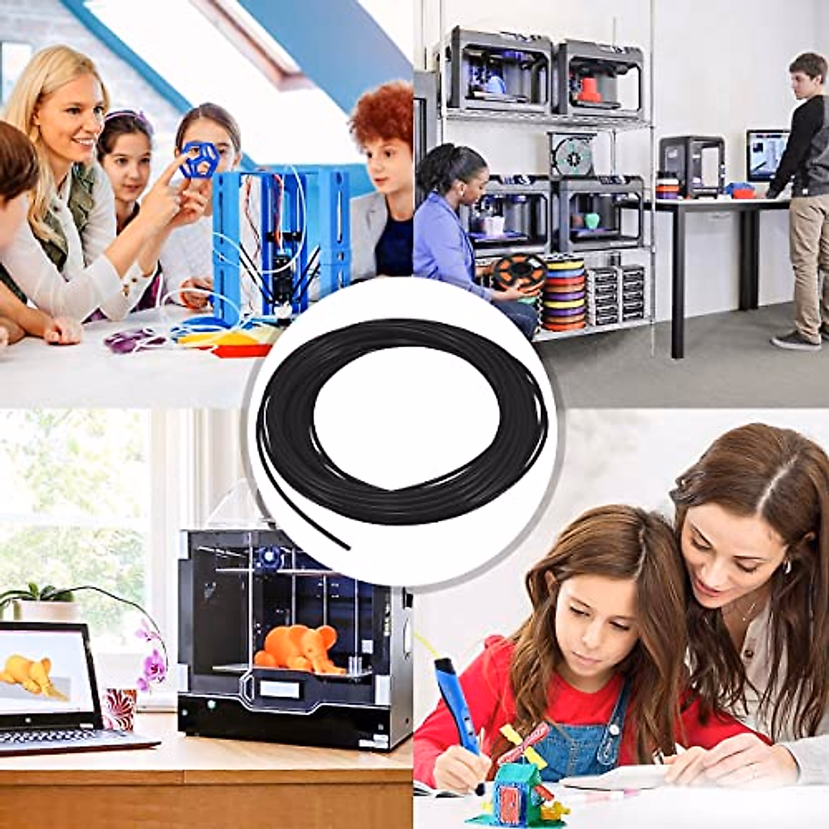 PLA 3D Printer Filament 1.75mm Dimensional Accuracy +/- 0.02mm, Fit Most FDM 3D Printers 32.8Ft Black