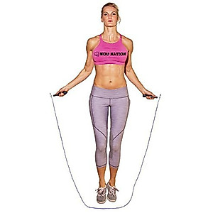 WOD Nation Adjustable Speed Jump Rope For Men, Women & Children - Blazing Fast Fitness Skipping Rope Perfect for Boxing, MMA, Endurance - Black