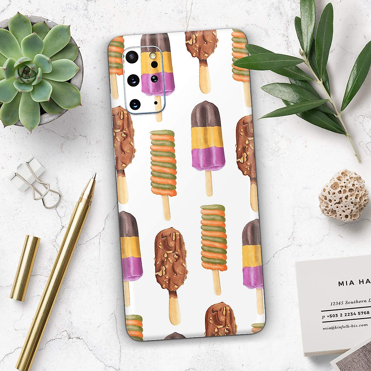 DesignSkinz Yummy Galore Ice Cream Treats Protective Vinyl Decal Wrap Skin Cover Compatible with The Samsung Galaxy S20 (Screen Trim & Back Glass Skin)