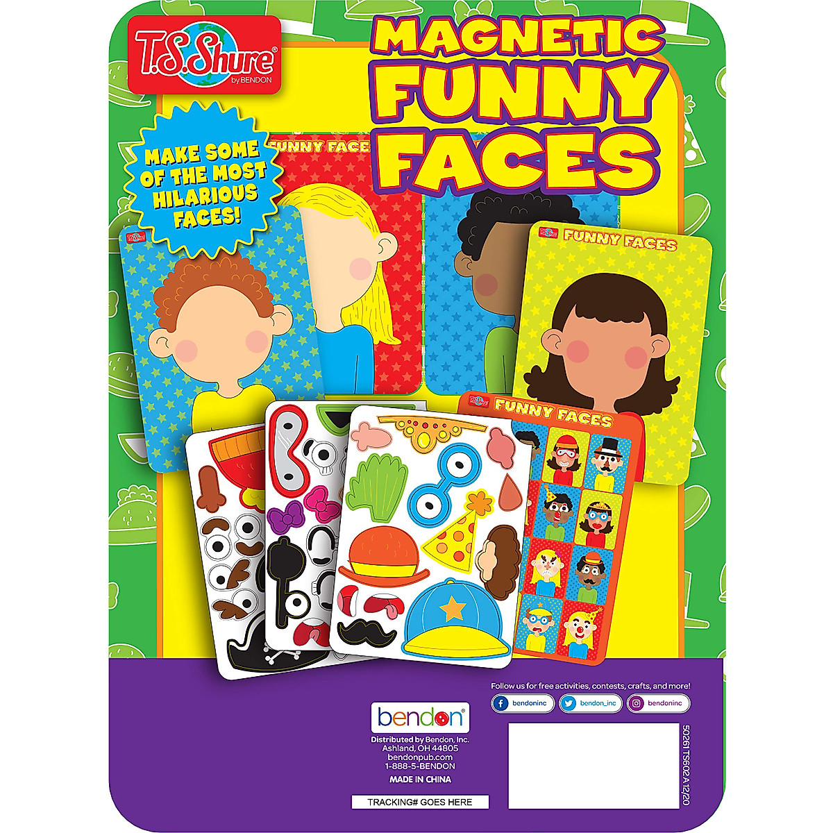 Bendon TS Shure Create Funny Faces Magnetic Activity Tin with Illustrated Magnet Sheets and Playcard 50261