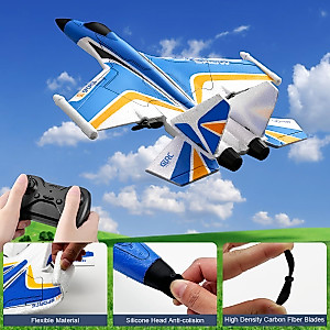 Fistone RC Plane, Remote Control Airplanes, 2.4 Ghz RC Glider with Dual-Motor and LED Lights, F-22 Raptor Fighter Jet with Smart Gyroscope System, Easy to Fly RC Fighter for Beginner Kids Adults