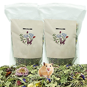 Tfwadmx Hamster Substrate Moss Natural Bedding Habitat Decor for Dwarf Syrian Hamsters Gerbils Mice Degus Bunny or Other Small Animal (Flower & Herb（A）(2PCS))