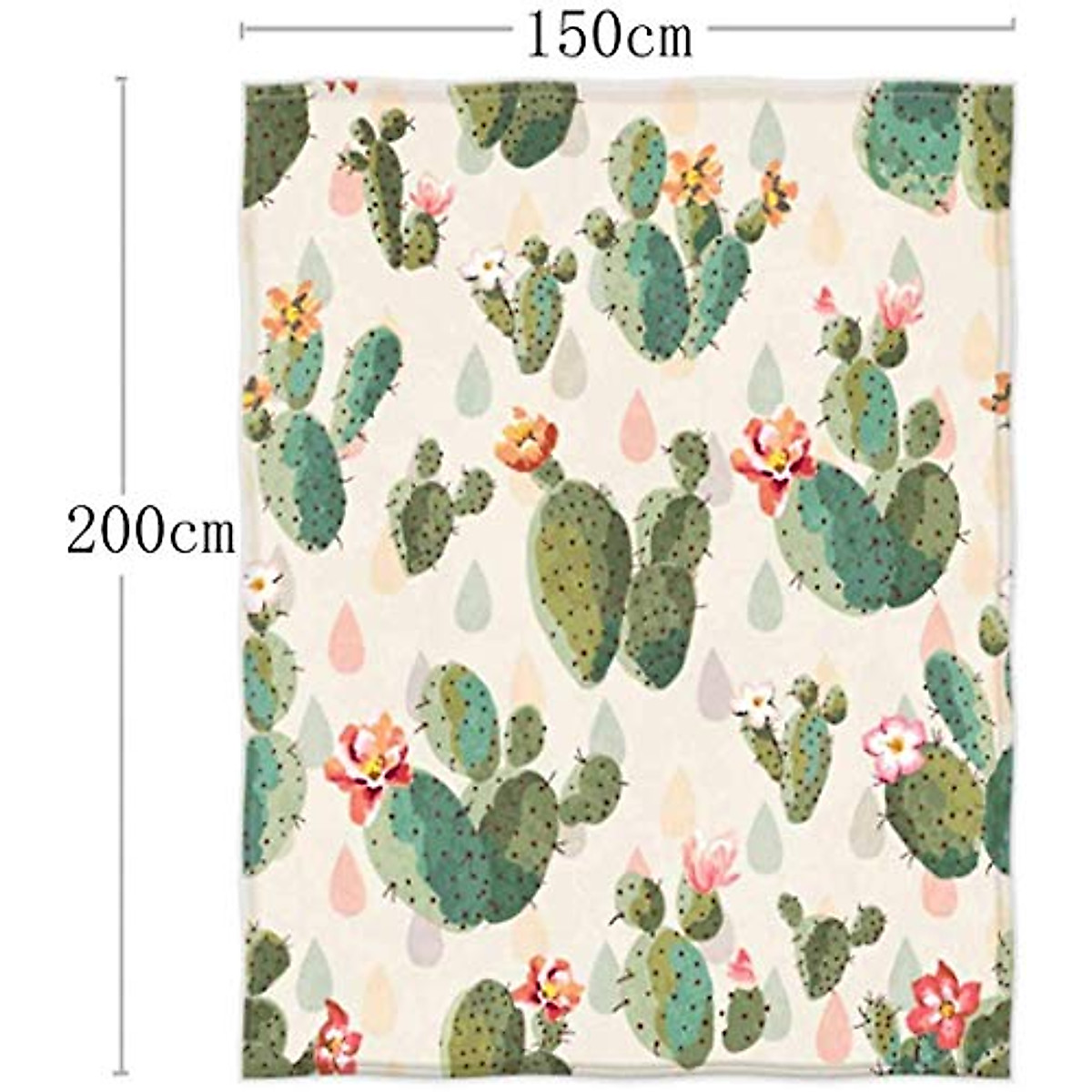 QH Cute Cactus Super Soft Throw Blanket for Bed Couch Lightweight Blanket 58 x 80 Inch for All Seasons