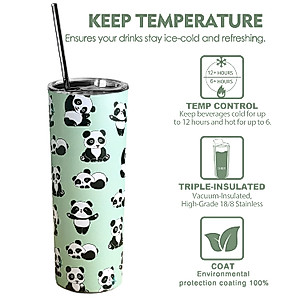 Ceovfoi Panda Gifts for Women Mug Cute Tumbler with Lid and Straw Coffee Cup Stuff Decor Kung Fu