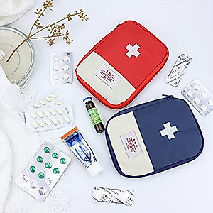 LEEFONE 4 Pack 7 x 5 Travel Mini First Aid Pouch, Portable Outdoor First Aid Medical Bag Multi-function Emergency Medicine Storage Bag (Red & Blue)