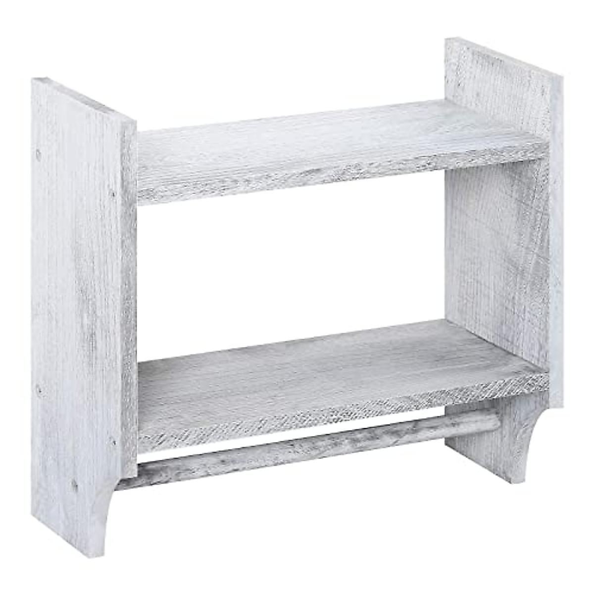 OYEAL Farmhouse Towel Rack Wall Mounted Bathroom Shelves Over Toilet Wood Wall Shelf with Towel Bar for Bathroom Kitchen Living Room, Rustic White