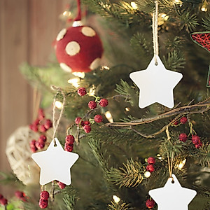 Five-Pointed Star Gift Tags 100PCS Paper Gift Tags with String White Gift Tag with Natural Jute Twine for DIY, Craft, Party Favors, Wedding Favors and Special Events (White)