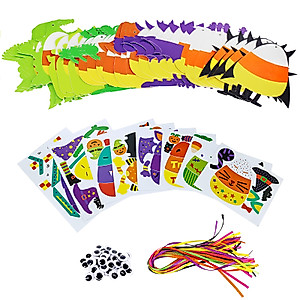 Winlyn 32 Sets Halloween Crafts Kits DIY Halloween Ornaments Decorations Art Sets Pumpkin Monster Jack-o'-Lantern Stickers Arts Crafts Supplies Kit Googly Eyes for Kids Party Home Classroom Activities