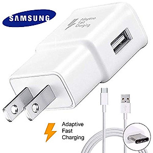 Fast Adaptive Wall Adapter Charger for Galaxy S10 S9 Plus Note 9 S8 Note 8 EP-TA20JBE - 6 Foot Type C/USB-C Cable and OTG Adapter - White