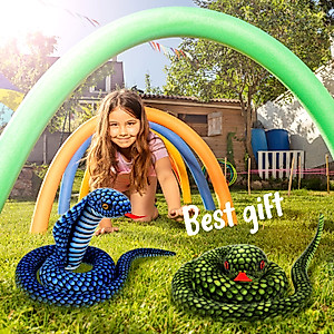 Zhanmai 2 Pack 43 Inches Cobra Snake Animal Plush Toy Large Realistic Cobra Snake Plush Stuffed Animal Toy Naja Cobra Plush Toys Snake for Birthday Party Gifts Prank Props(Green, Blue)