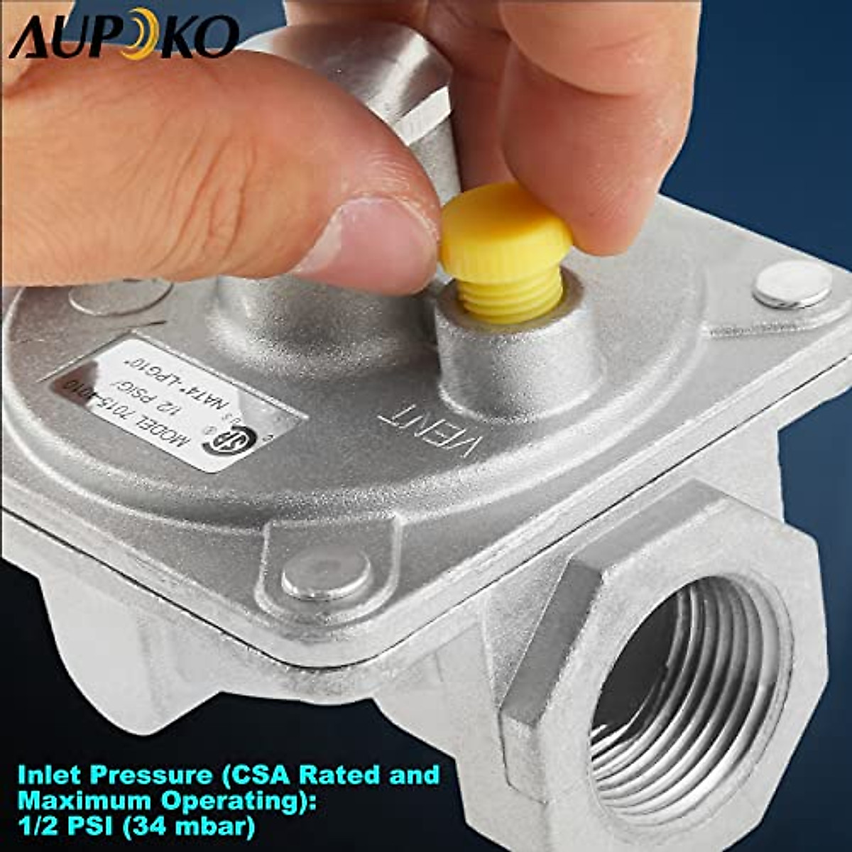 Aupoko 3/4" Natural Gas Pressure Regulator, Interchange Pressure Regulator with 3/4" FNPT Thread Fits Natural Gas and Liquefied Gas, NG 4" WC Out/LPG 10" WC Out
