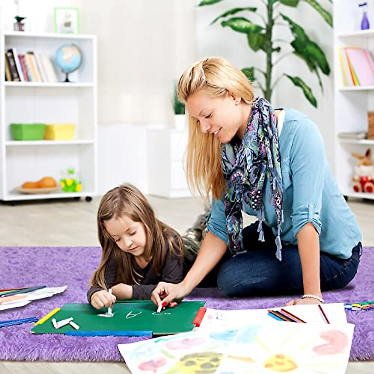 Terrug Super Soft Shaggy Fluffy Rugs for Kids Room, Home Decor Area Rugs 4x6 Feet for Bedroom, Cute Plush Rugs for Girls Bedroom Dorm, Non-Slip Carpet for Living Room (4X6 Feet, Purple)