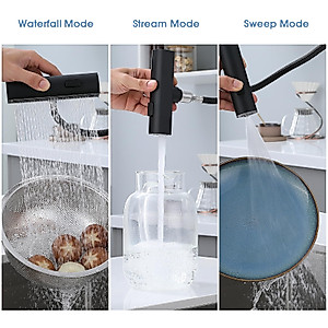 TRJIKAG Faucet Extender, 3 in 1 Sprayer Kitchen Sink Faucet Extender, Anti-Splash Kitchen Faucet Replacement Extender for Kitchen Sink, Black