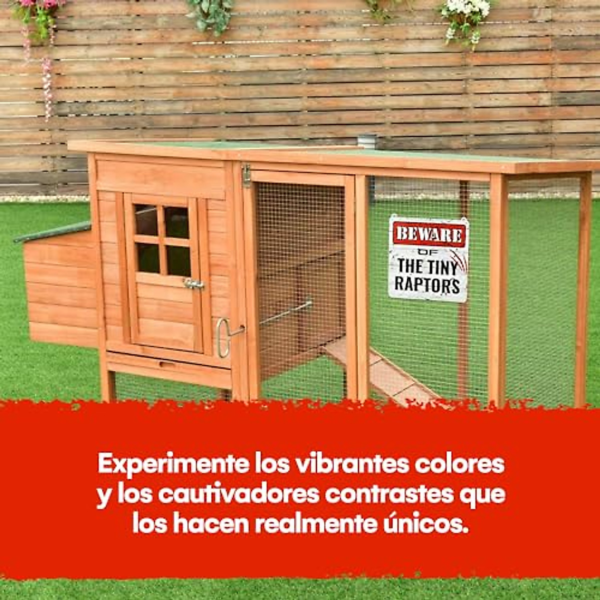 Bigtime Signs Tiny Raptors Chicken Decor 12" x12''- Christmas Chicken Yard Decorations Chicken Toys | Chicken Coop Accessories for Chicken Feeder-Chicken Gifts for Chicken Lovers | PVC, 12x12''