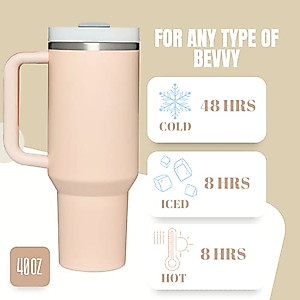 DUPE 40 oz Insulated Tumbler with Handle & Straw Lid – Stainless Steel Vacuum Insulated Water Bottle, BPA-Free, Travel Mug, Cupholder Friendly, Modern Gift for Women & Men (Rose Quartz)