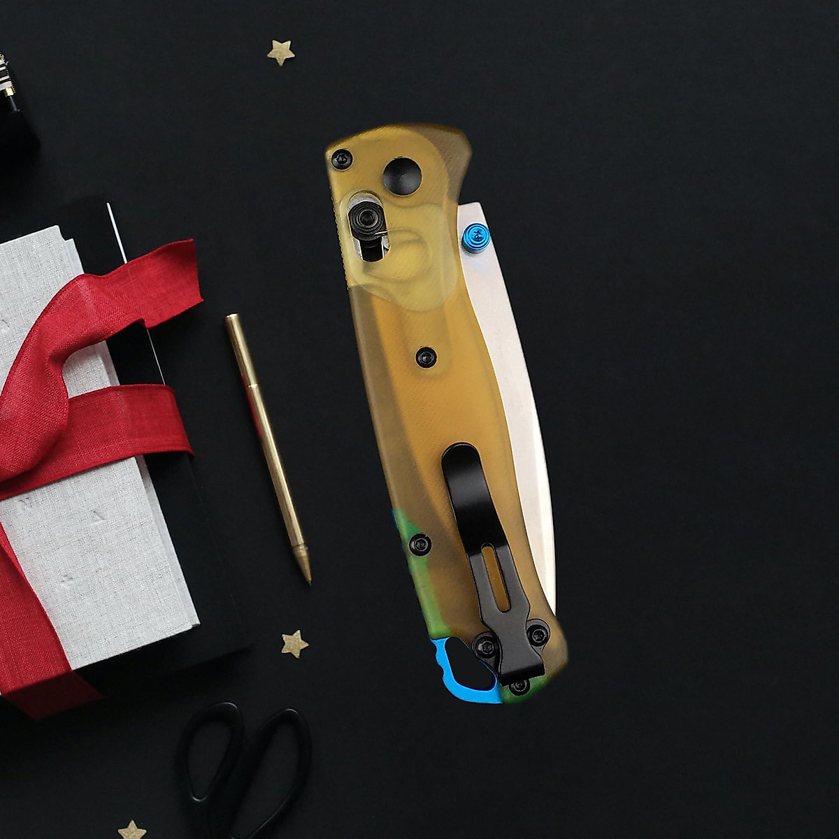 HUAAO EDC Bugout Knife, Axis Lock Knife with 2.9 Inch 440C Steel Blade Ultem Handle, Camping Folding Pocket Knife with Thumb Stud Pocketclip