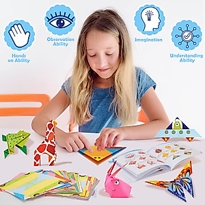 Aigybobo Origami Paper Set, 308PCS Kids Craft Paper Kit with Instructional Book for Girls Age 6,7,8,9,10,11,12, Art Projects Supplies for School Class Craft Lessons- Christmas Gifts for Boys&Girls