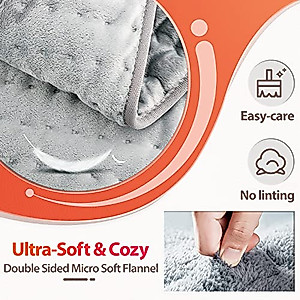 Heating Pad, 10 Heat Settings & 3 Timer Settings with Auto Off, Wet & Dry Heat Therapy Electric Heating Pad, Relieves Back, Neck, Shoulder & Abdominal Pain Heat Pad, Machine Washable, 12" x 24"(Grey)