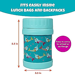 Bentology Stainless Steel Insulated Lunch 13 oz Jar for Kids –Large Leak-Proof Storage Container for Hot & Cold Food, Soups, Liquids - BPA Free - Fits Most Lunch Boxes and Bags - Narwhal